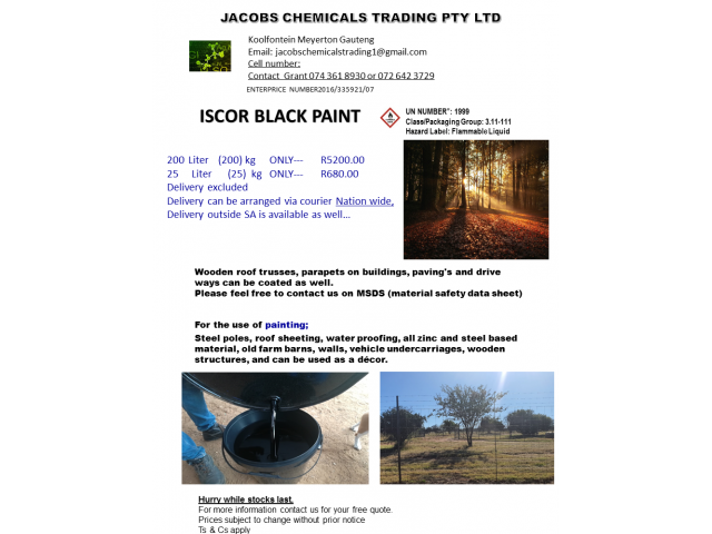 Iscor Black Bitumen Paint 210l drum | Other